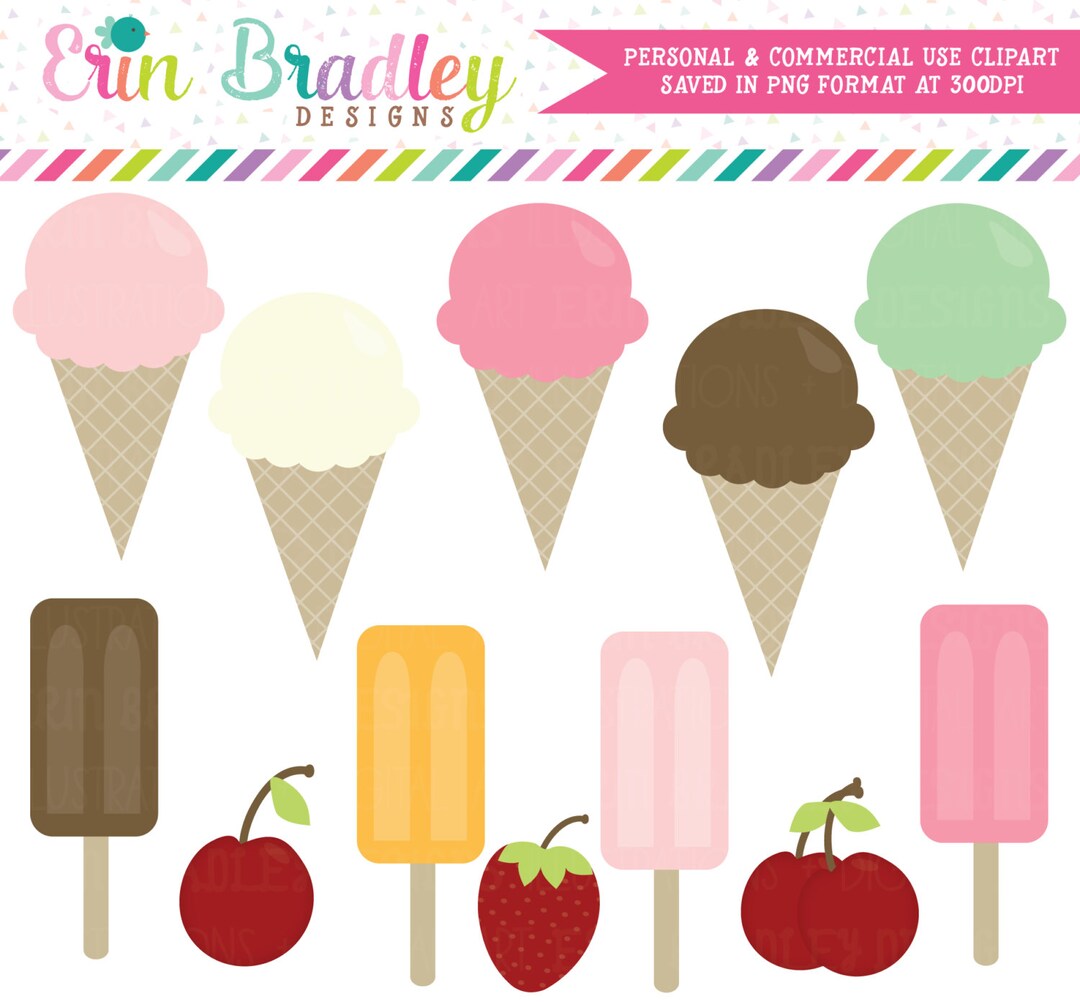 Ice Cream Cones Clipart, Dessert Clip Art, Food Clip Art, Personal ...