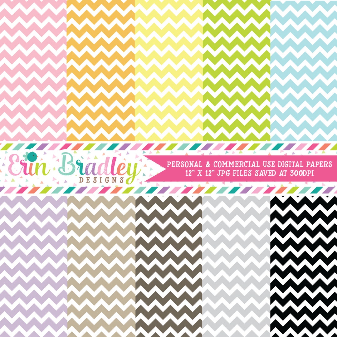 Digital Scrapbook Papers Personal and Commercial Use Chevron - Etsy