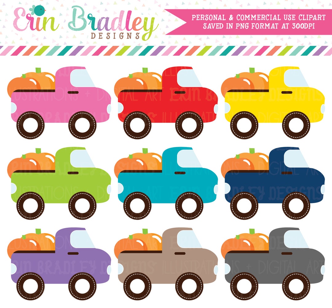 Pumpkin Truck Clipart Fall Clip Art Set Commercial Use Fall - Etsy