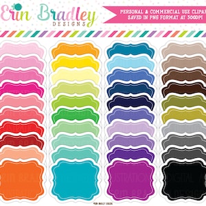 Colorful Clipart Frames, Commercial Use Clipart Labels With Drop Shadow ...