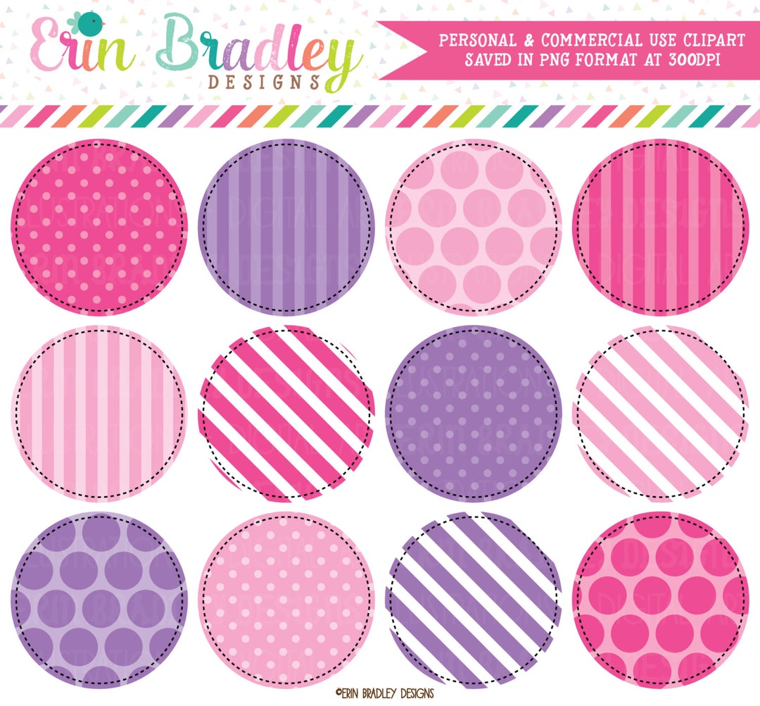 Pink & Purple Digital Circle Frames Clipart Graphics Instant Download ...