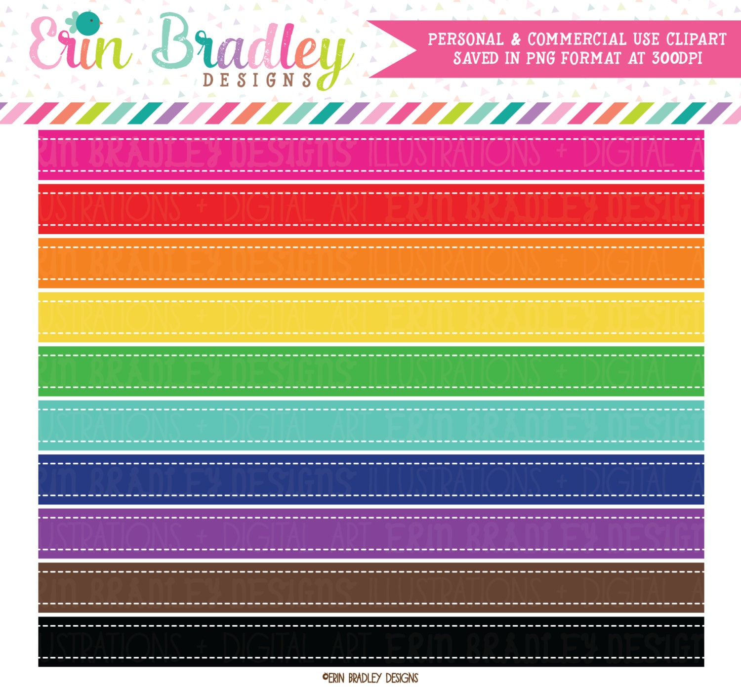 Clipart Borders Rainbow Colors Stitched Rectangle Border | Etsy