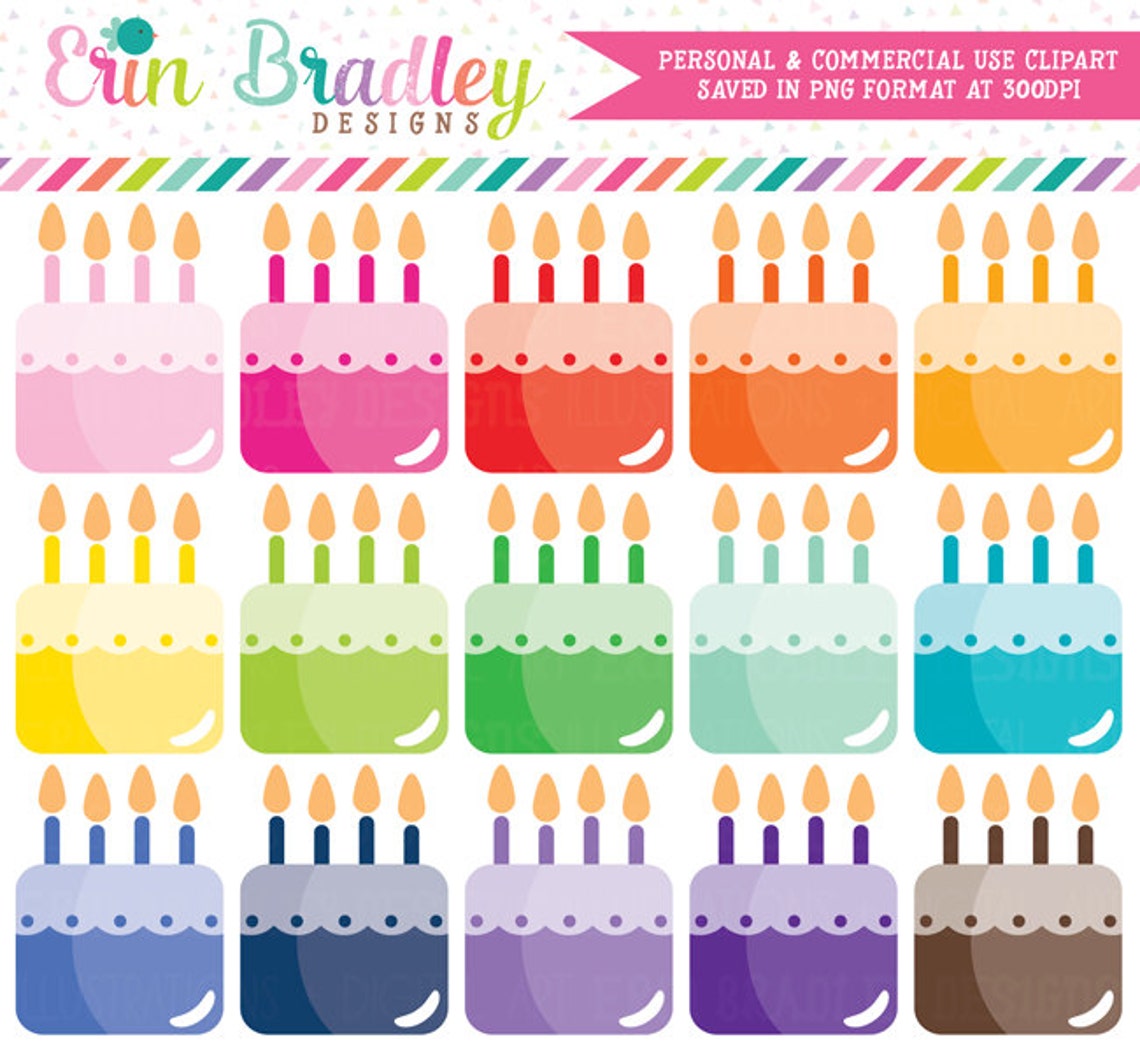 Birthday Cakes Clipart Party Food Clip Art Graphics for - Etsy