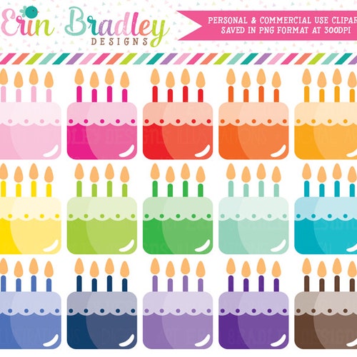 Birthday Cakes Clipart Party Food Clip Art Graphics for - Etsy