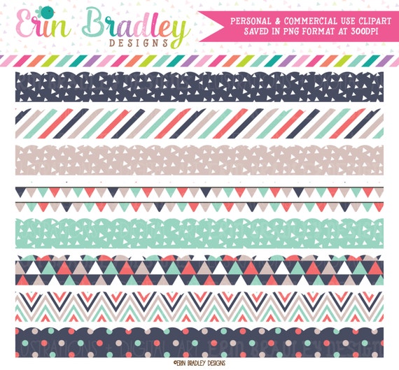 Scalloped Borders Clipart Graphics Triangles Polka Dotted Chevron ...