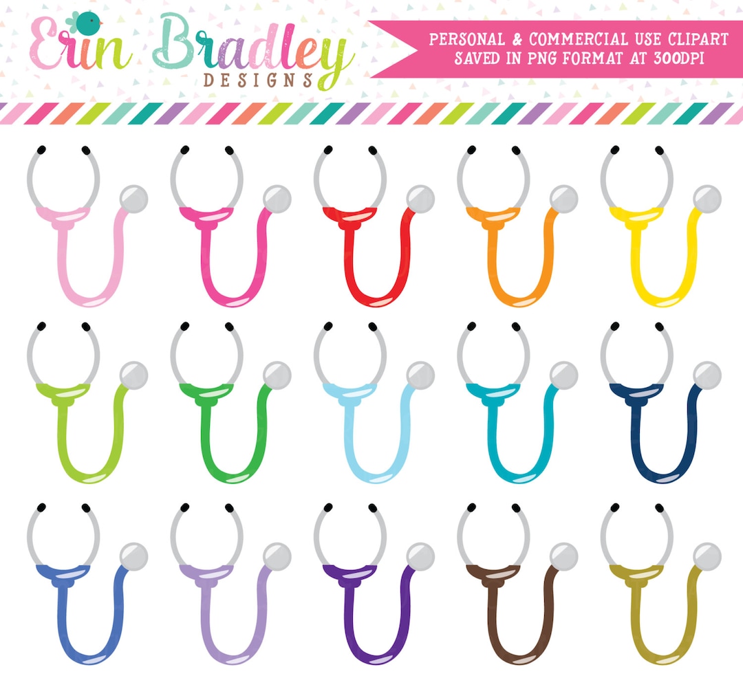 Stethoscope Clipart Personal & Commercial Use Medical or Doctors Office ...