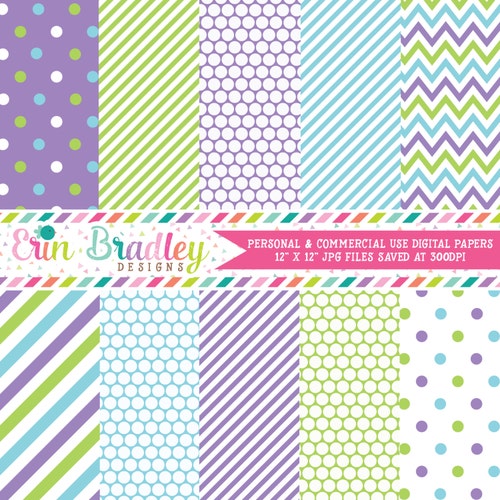 Digital Scrapbook Papers Personal and Commercial Use Preppy | Etsy