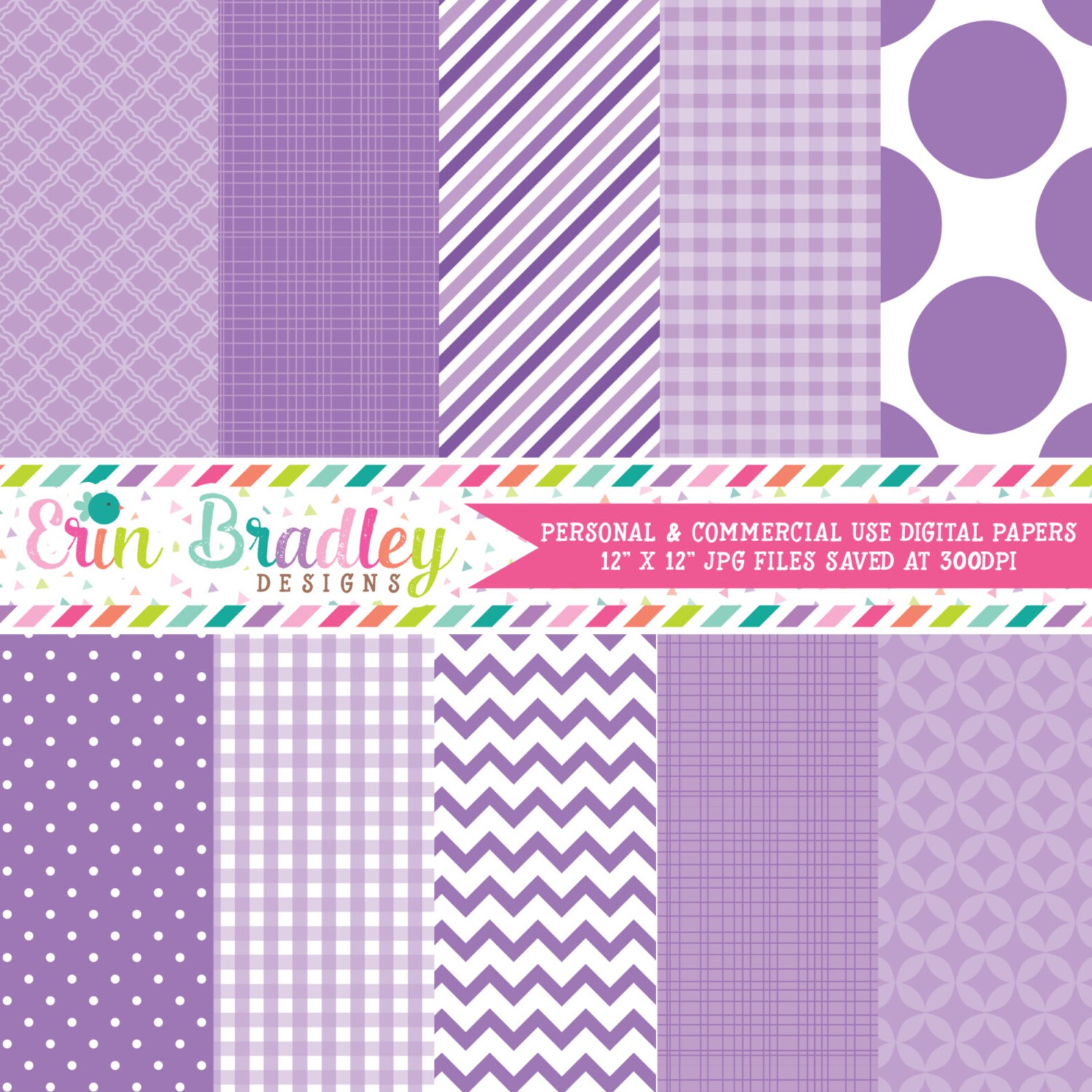 Purple Digital Paper Pack Personal & Commercial Use - Etsy