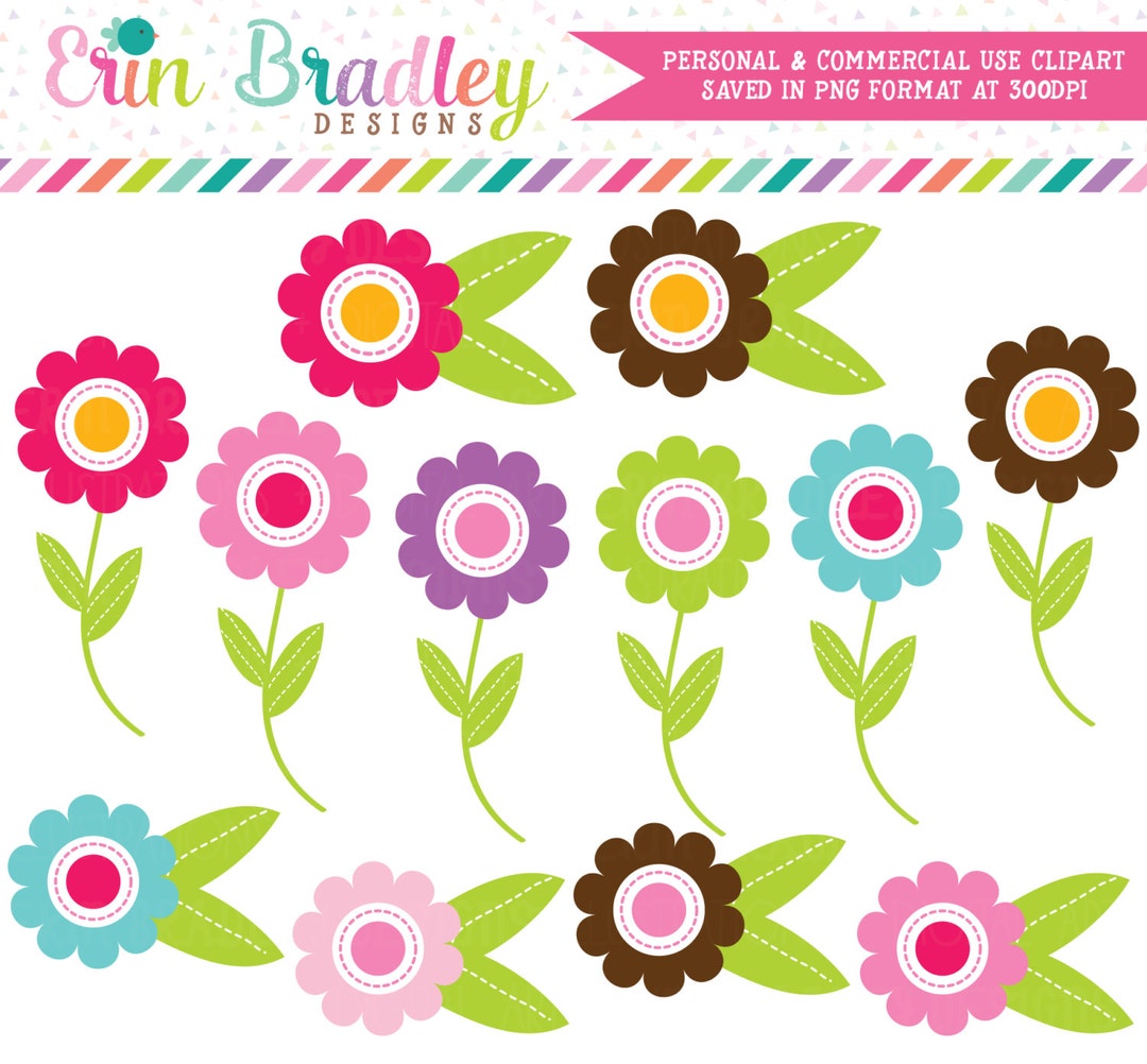 Flowers Clipart Clip Art Personal and Commercial Use Digital Design - Etsy