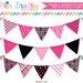 Bunting Clipart Pink & Blue Banner Flags Commercial Use Clip - Etsy