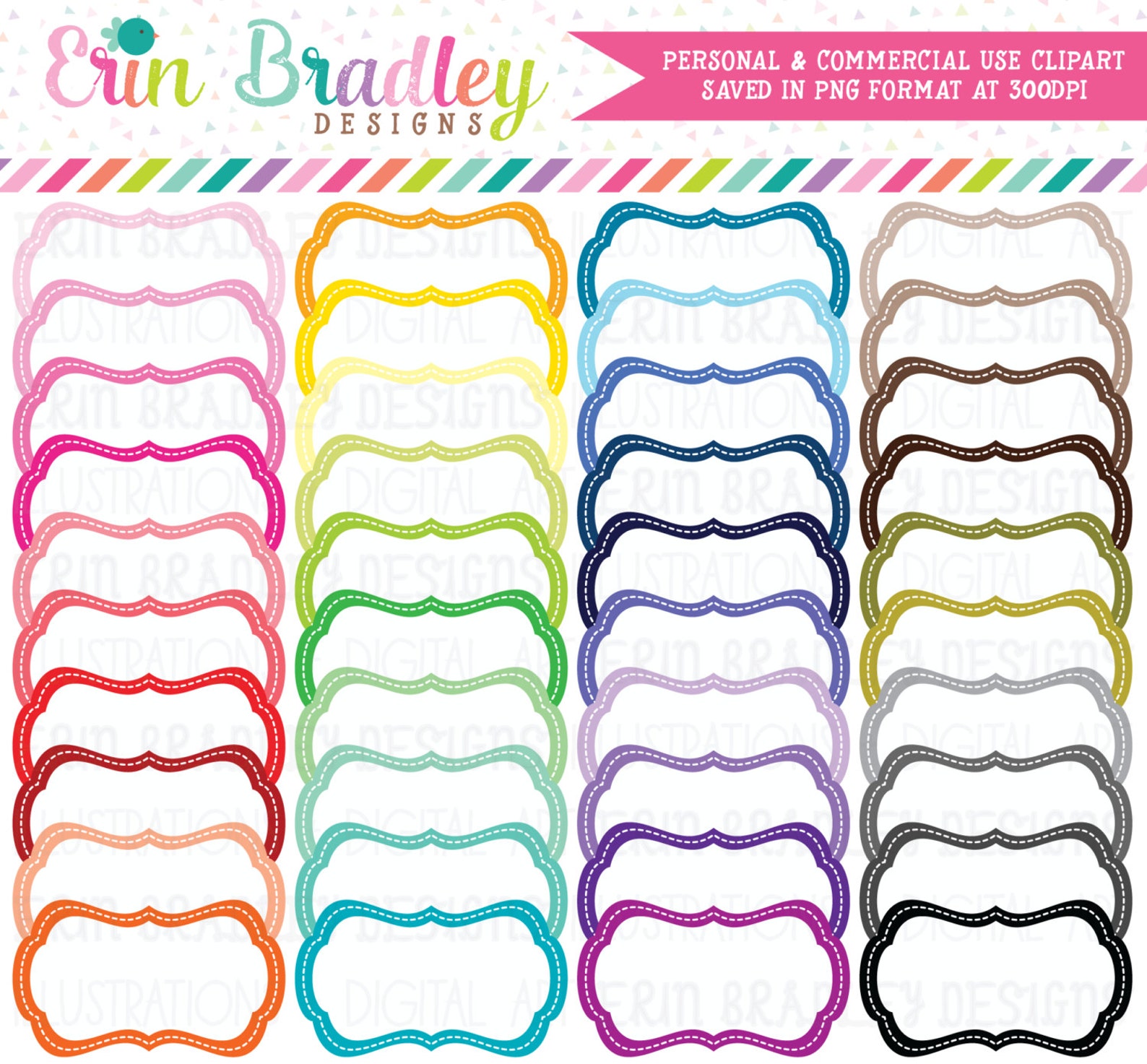Digital Clipart Frames Commercial Use Clipart Label Graphics - Etsy