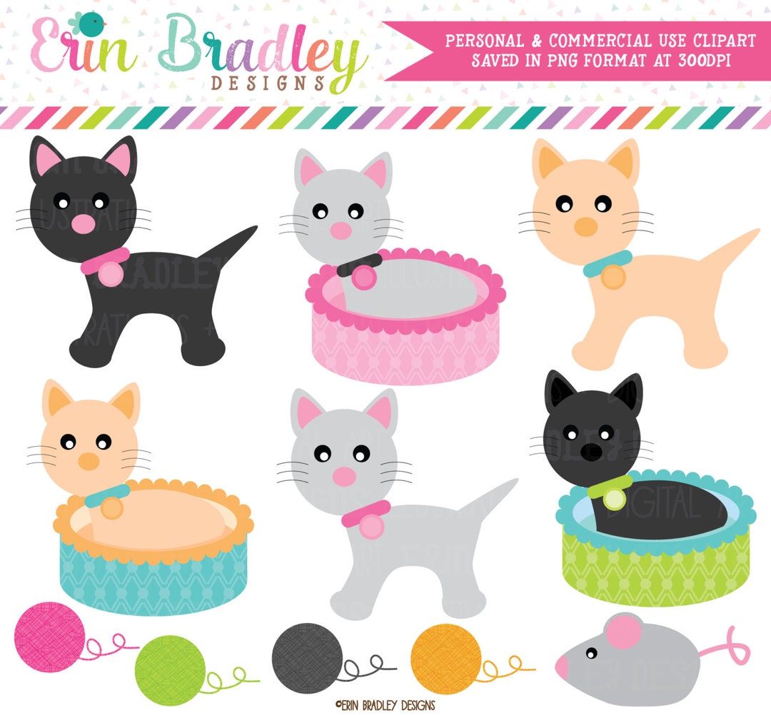Cat Clipart Commercial Use Clip Art Graphics Instant Download - Etsy
