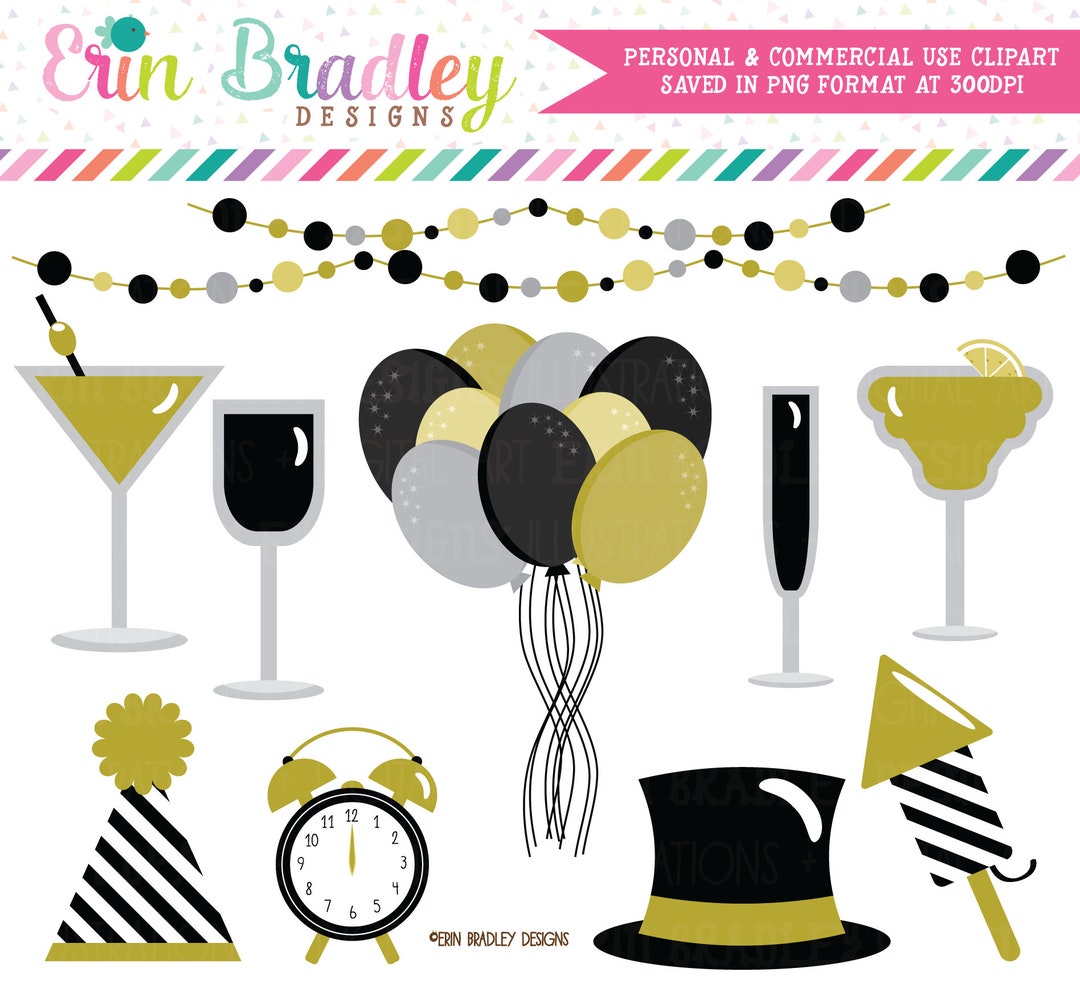 New Years Eve Party Clipart Personal Commercial Use New Years Clip Art ...