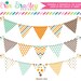 Digital Bunting Clipart Graphics Preppy Pink Aqua & Navy Blue Polka ...