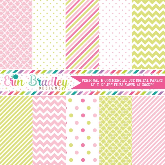 Digital Scrapbook Papers Personal and Commercial Use Soft Pink and ...