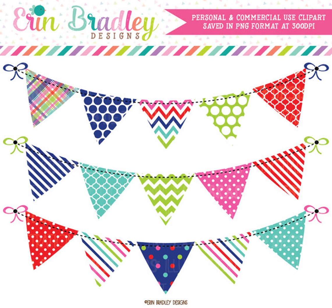 Instant Download Bunting Clipart Graphics Red Green Blue & - Etsy