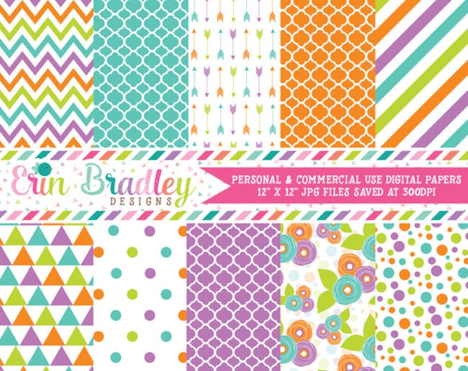 Primary Colors Digital Paper Pack Instant Download Digital Papers Polka ...