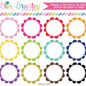Scalloped Circle Frames Clipart Instant Download Digital Clip Art ...