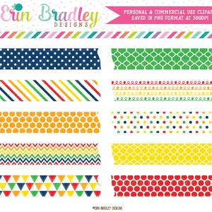 Digital Washi Tape Clipart Primary Rainbow Colors Instant Download Clip ...