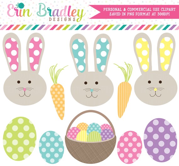Easter Bunnies and Eggs Holiday Clipart Clip Art Personal & Commercial ...