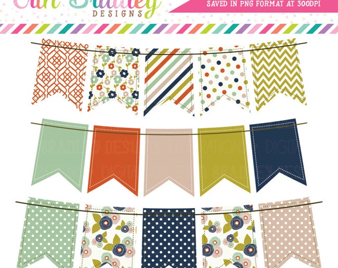 Colorful Fall Bunting Clipart Graphics Banner Flag Digital - Etsy