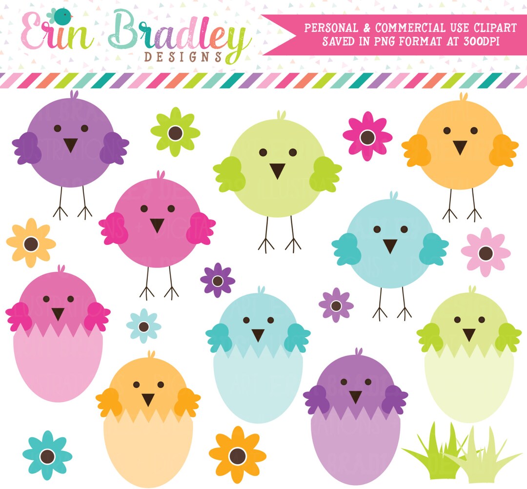 Easter Chicks and Eggs Clipart Clip Art Personal & Commercial Use - Etsy