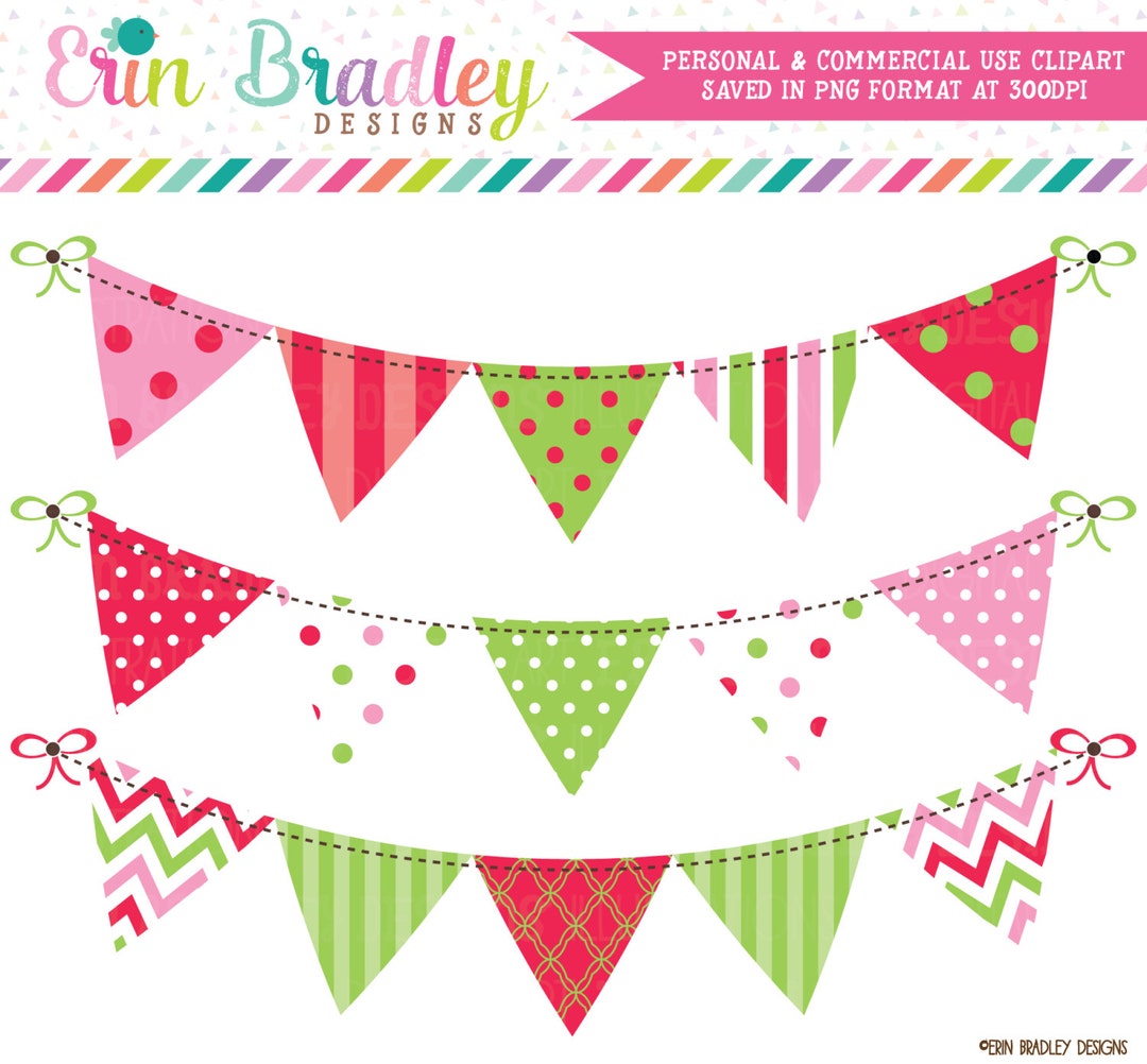 Christmas Bunting Banner Flag Clipart Commercial Use Clip Art Graphics ...