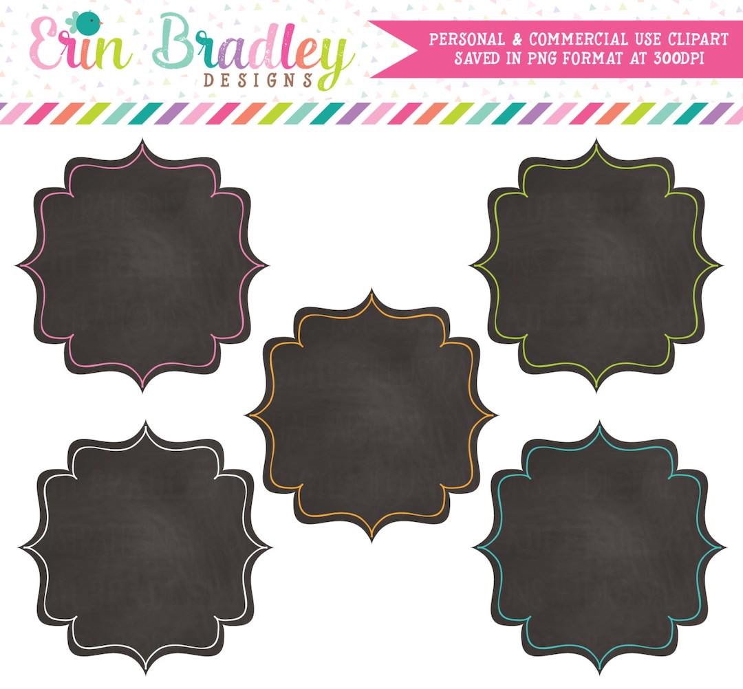Chalkboard Doodle Frames Clipart Personal & Commercial Use Clip Art ...
