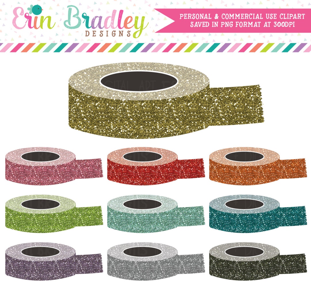 Glitter Washi Tape Clipart, Digital Washi Tape Roll Clip Art, Planner ...