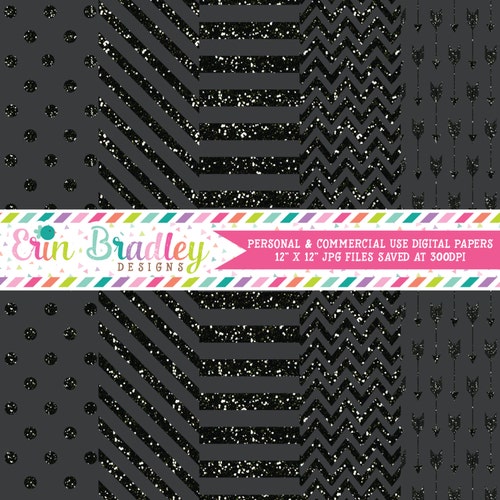 Black Glitter Digital Papers Glitter Digital Paper Pack - Etsy