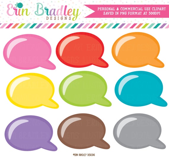 Speech Bubbles Clipart Personal & Commercial Use Clip Art Graphics by ...