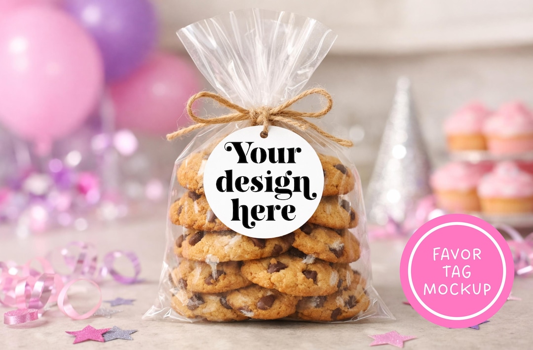 Favor Tag Mockup | Cello Bag Display (JPEG File 4000x2667 Px) - Etsy