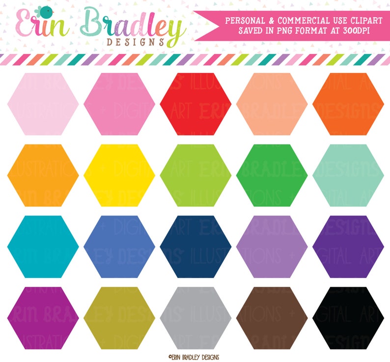Hexagon Clipart Shape Clipart Personal & Commercial Use Clip - Etsy