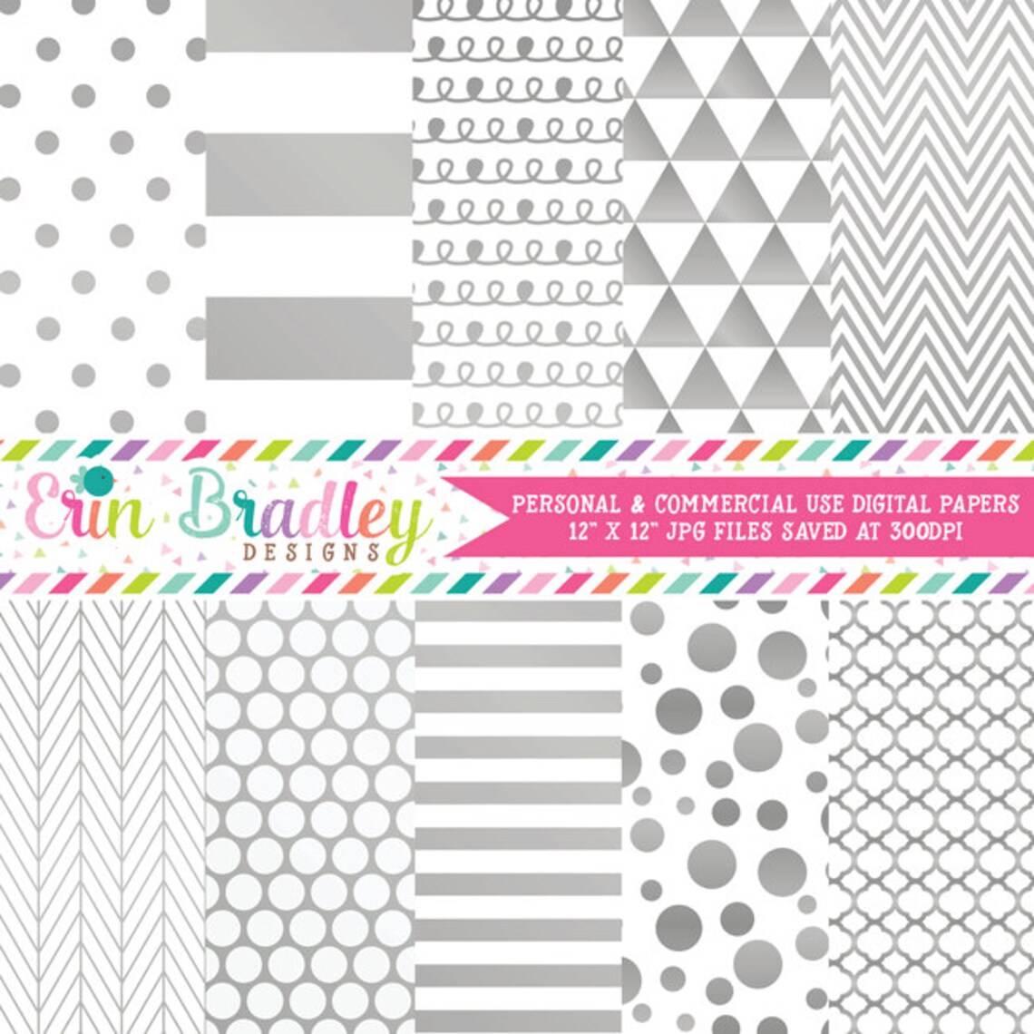 Silver Digital Paper Pack Instant Download Digital Silver Foil | Etsy