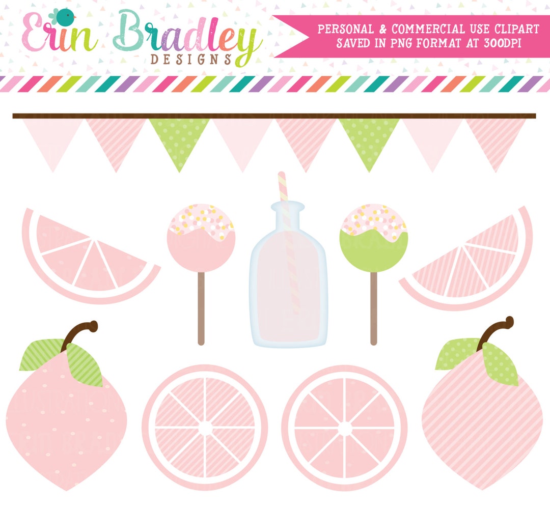 Pink Lemonade Clipart, Summer Clip Art, Beverage Clipart, Lemons and ...