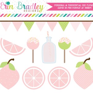 Pink Lemonade Clipart, Summer Clip Art, Beverage Clipart, Lemons and ...