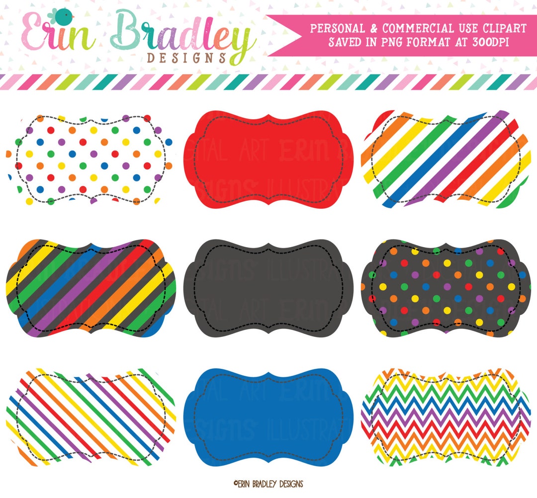 Rainbow Clipart Labels for Digital Scrapbooking Instant Download ...