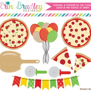 Pizza Party Clipart Commercial Use Clip Art Graphics Instant Download ...