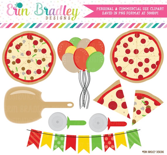 Pizza Party Clipart Commercial Use Clip Art Graphics Instant Download ...