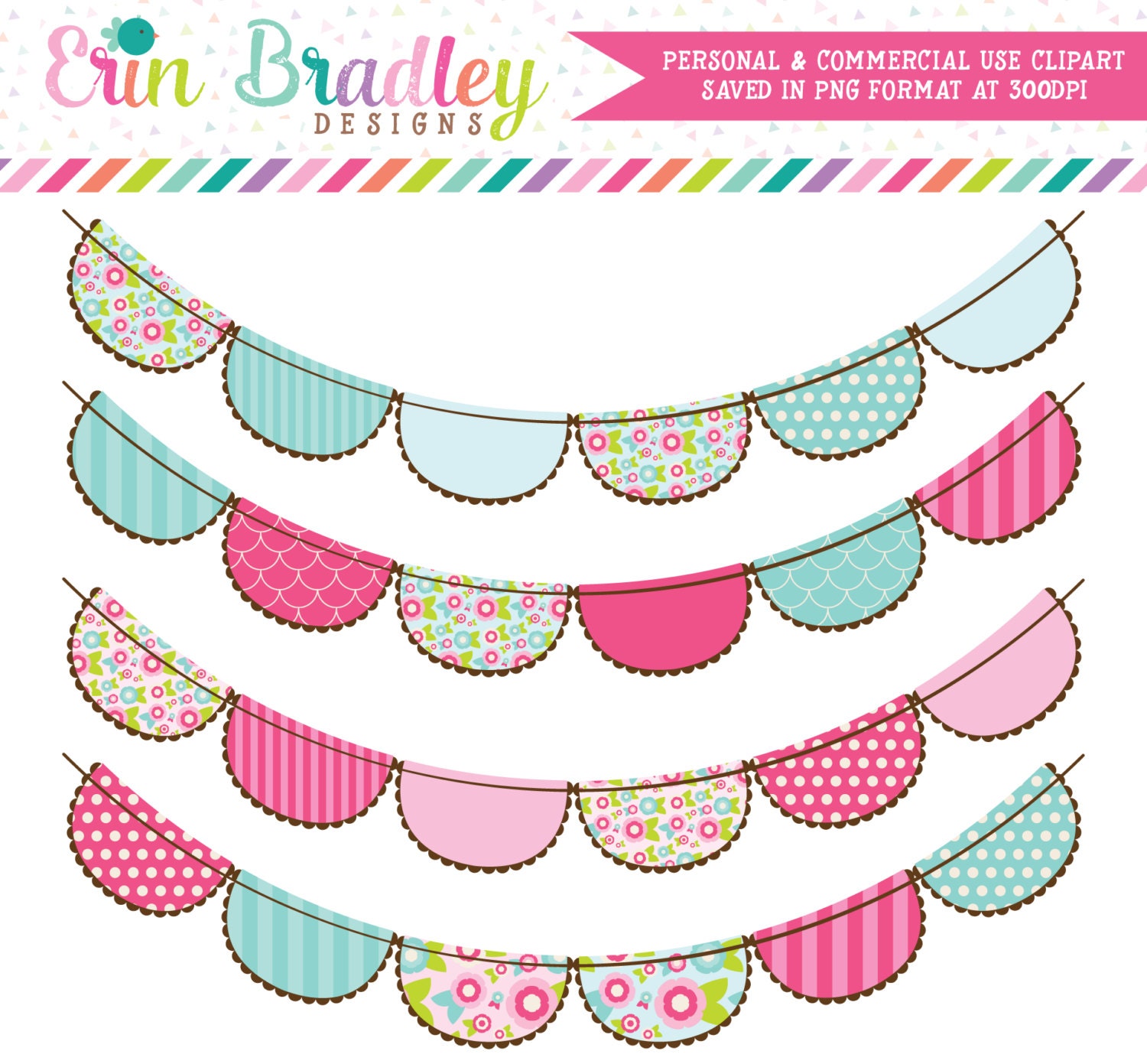 Pink Bunting Clip Art