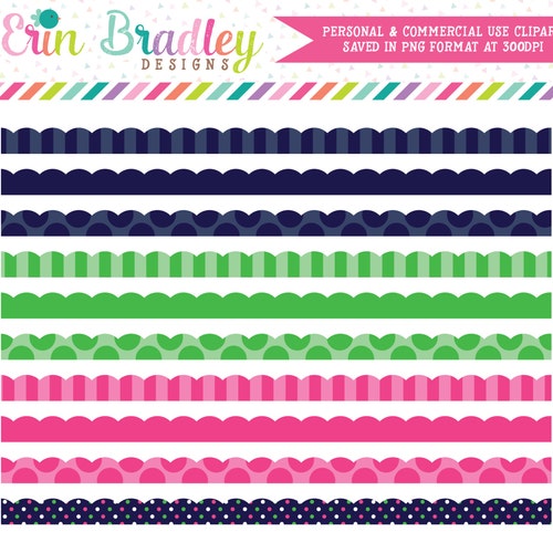 Cotton Candy Scalloped Borders Clipart Commercial Use Clip Art - Etsy