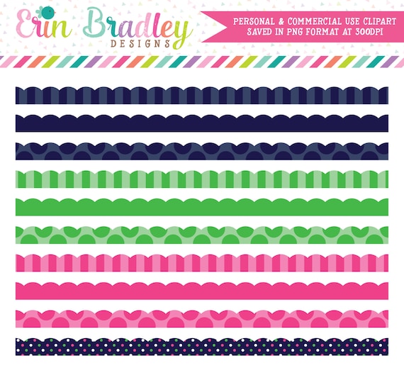 Digital Scrapbook Borders Clipart Clip Art in Preppy Pink | Etsy