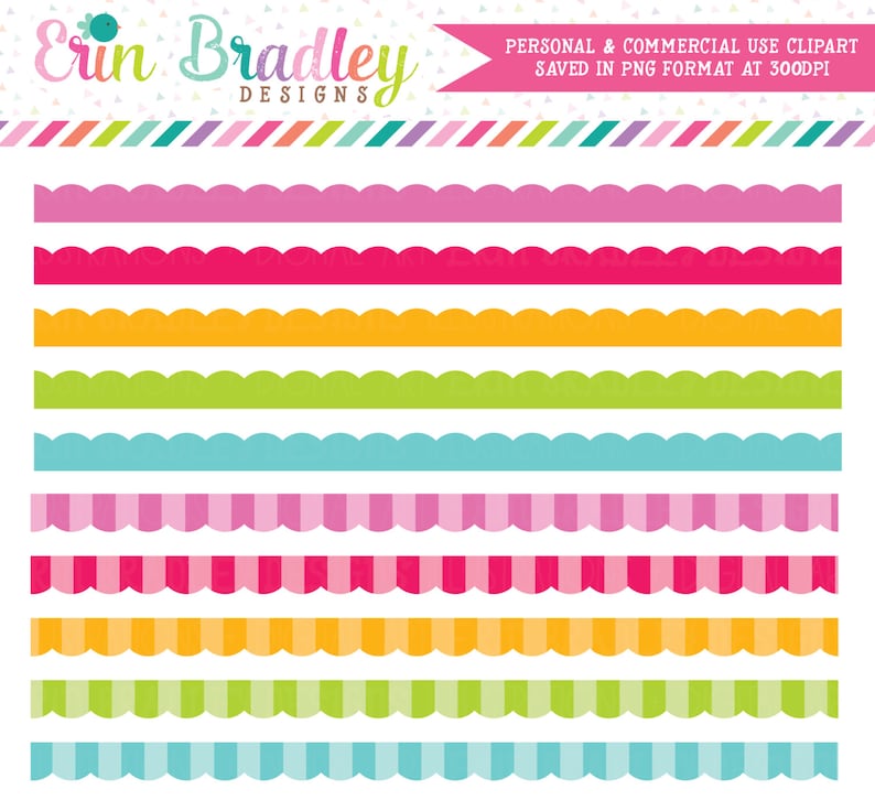 Scalloped Borders Clipart Clip Art Candy Colored for Personal | Etsy