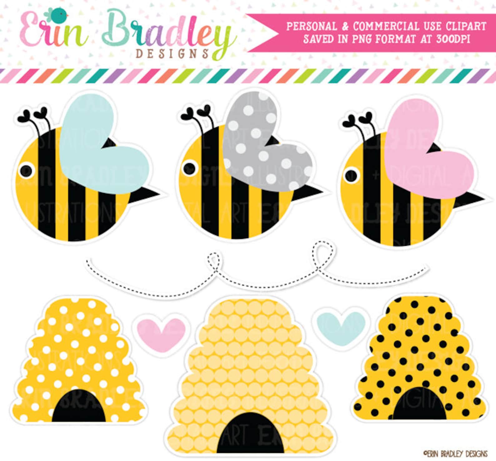 Bumble Bees Clipart Commercial Use Clip Art Graphics Instant - Etsy