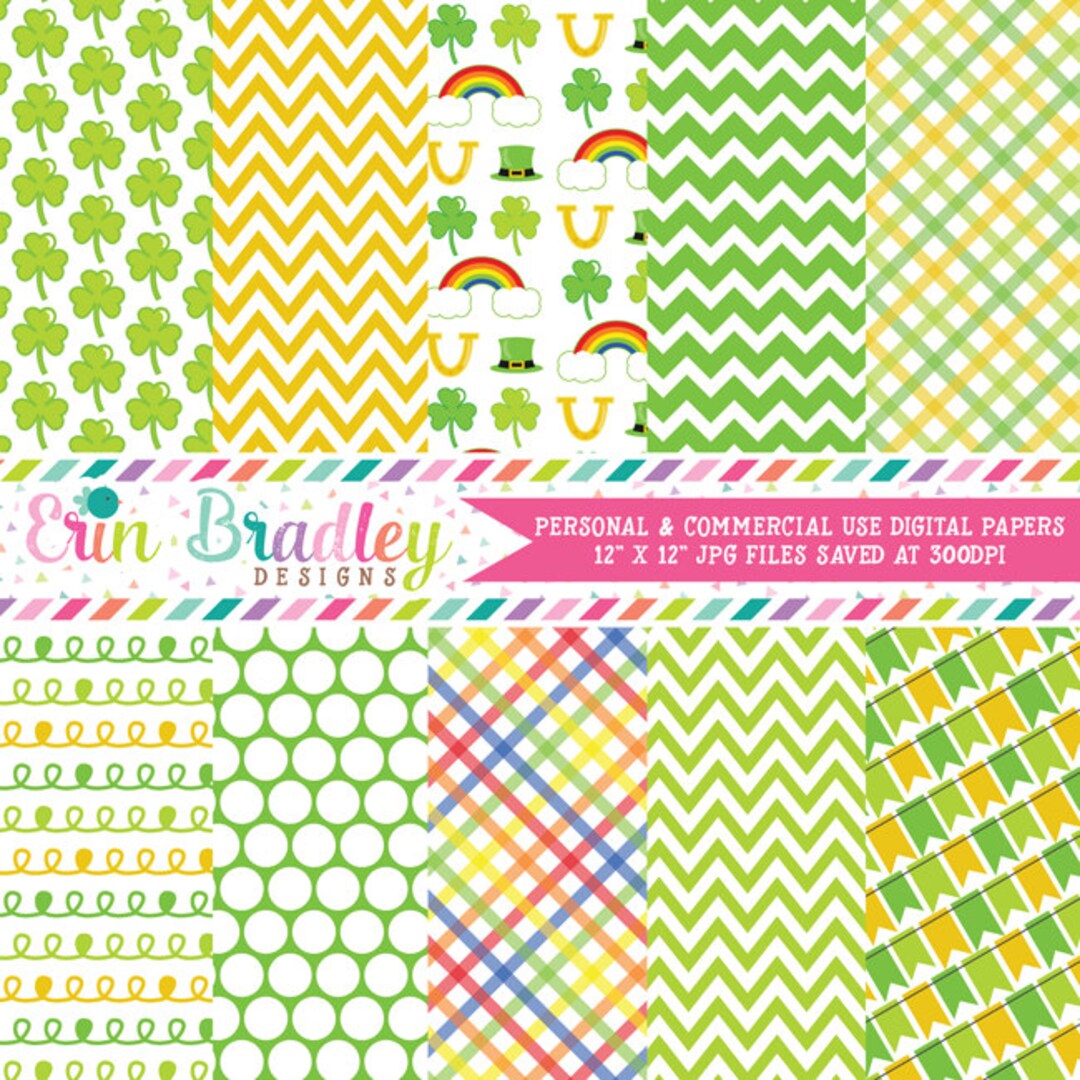 Shamrocks Digital Papers Instant Download St. Patricks Day Digital ...