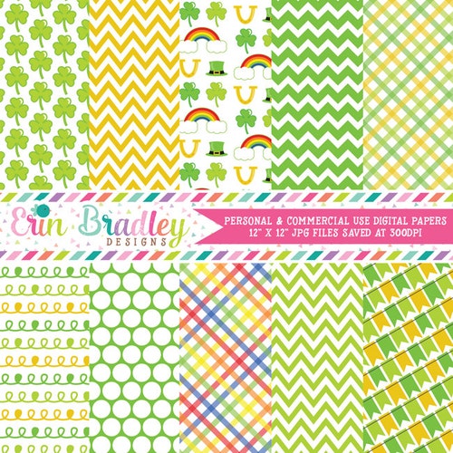 Shamrocks Digital Papers Instant Download St. Patricks Day - Etsy