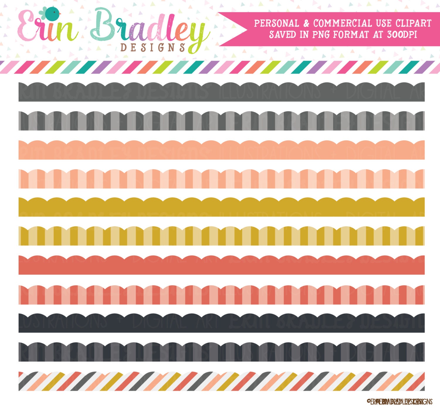 Mod Fall Clipart Borders Commercial Use Clip Art Instant | Etsy