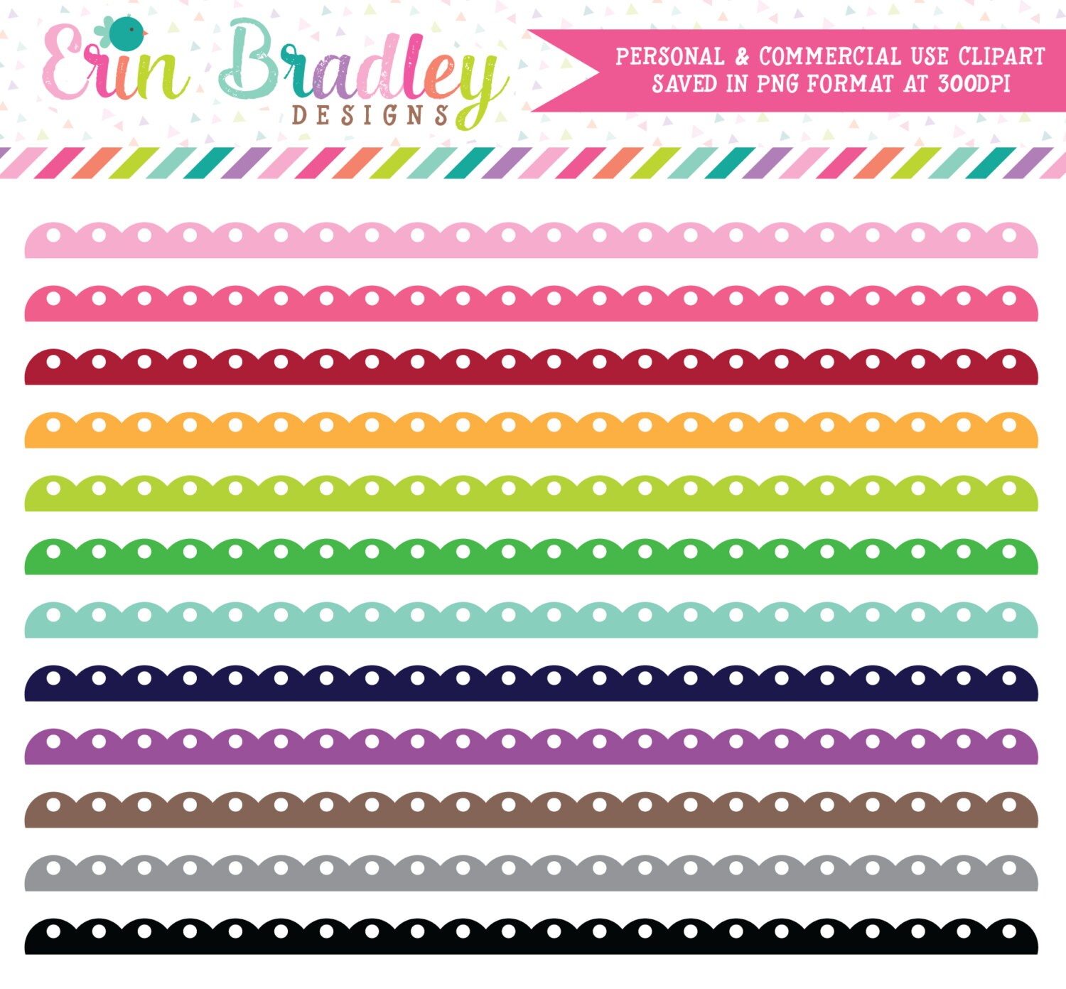 Fancy Scalloped Borders Clipart Clip Art Personal & Commercial - Etsy ...