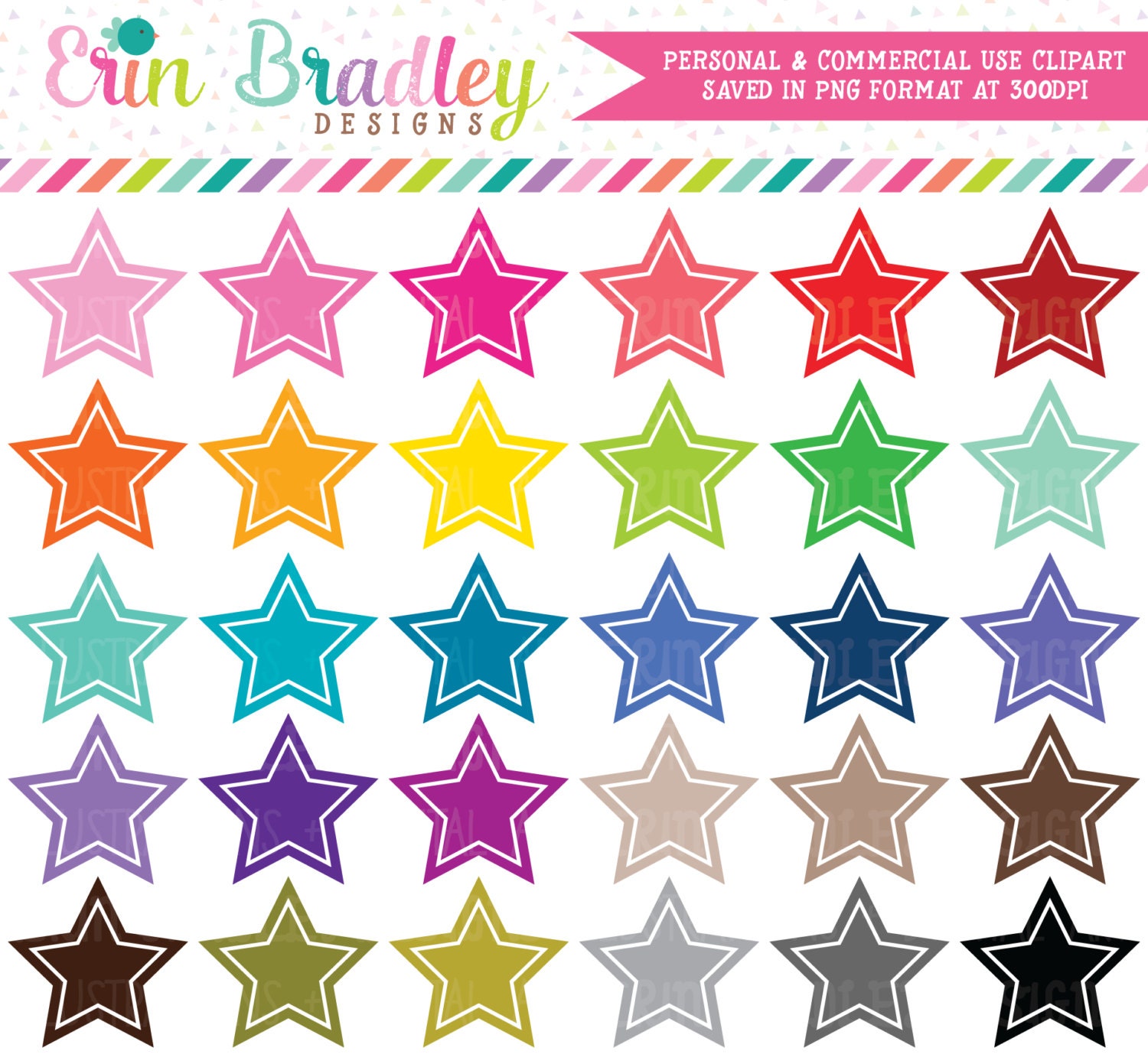 Star Clipart Graphics Instant Download Shape Clipart Personal ...