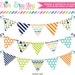 Clipart Bunting Flags in Navy Blue Orange & Green Commercial Use Banner ...